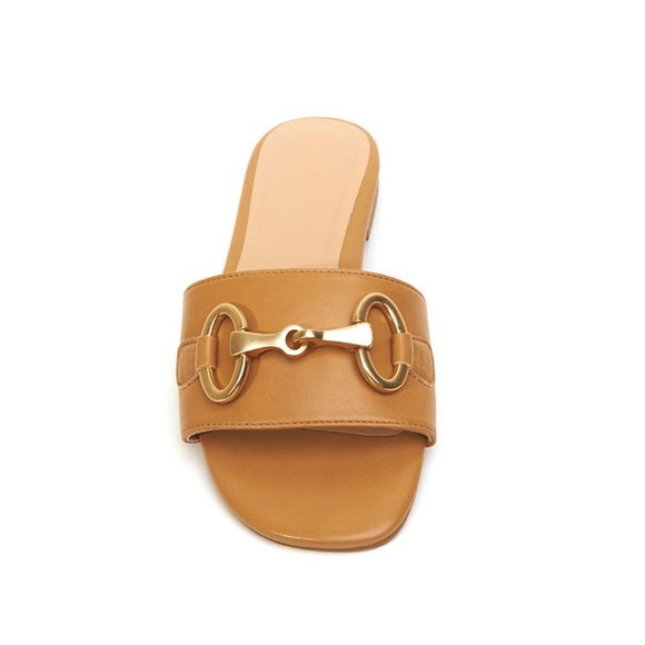 Shoes | Comfy Tan Horsebit Slides Sandals | Poshmark